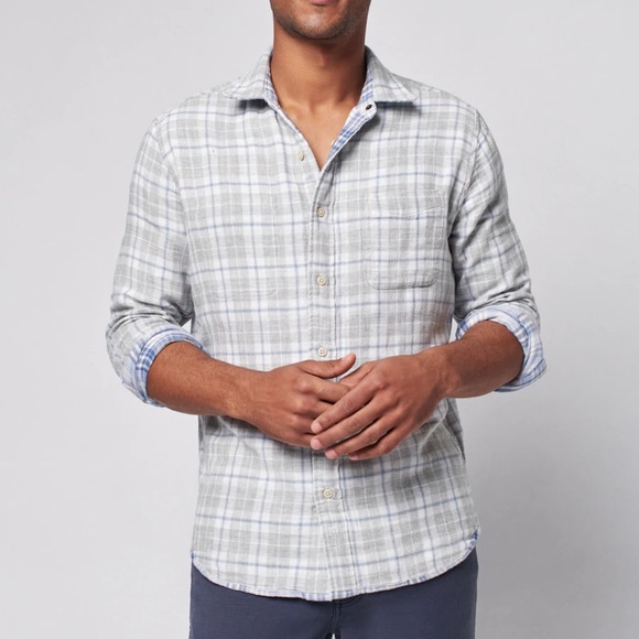 Faherty | Shirts | Faherty Reversible Long Sleeve Work Shirt Gray Blue ...
